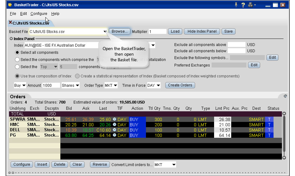Basket Orders | Interactive Brokers Luxembourg SARL